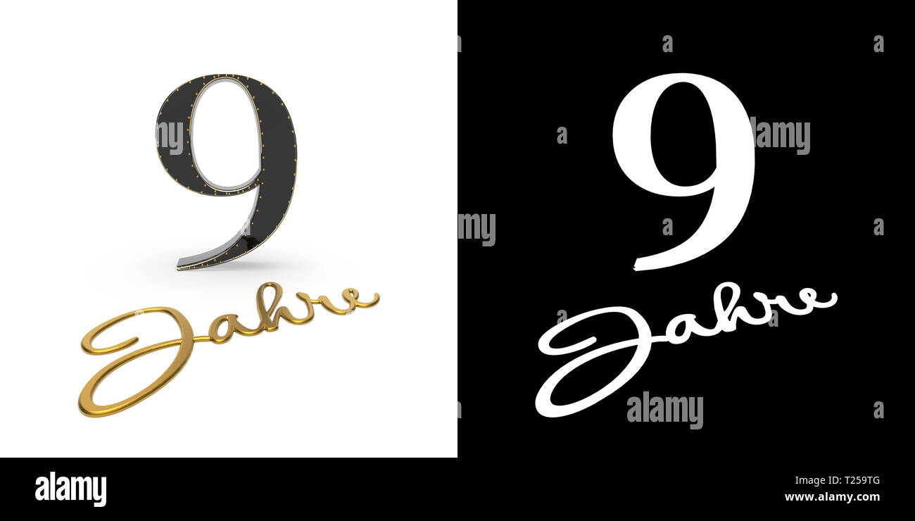 German golden number nine years (number 9 years) and the inscription ...