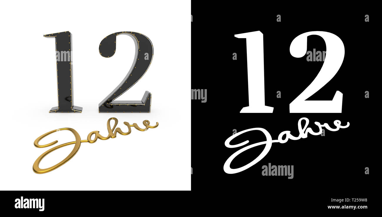 3d number 12 gold hi-res stock photography and images - Alamy