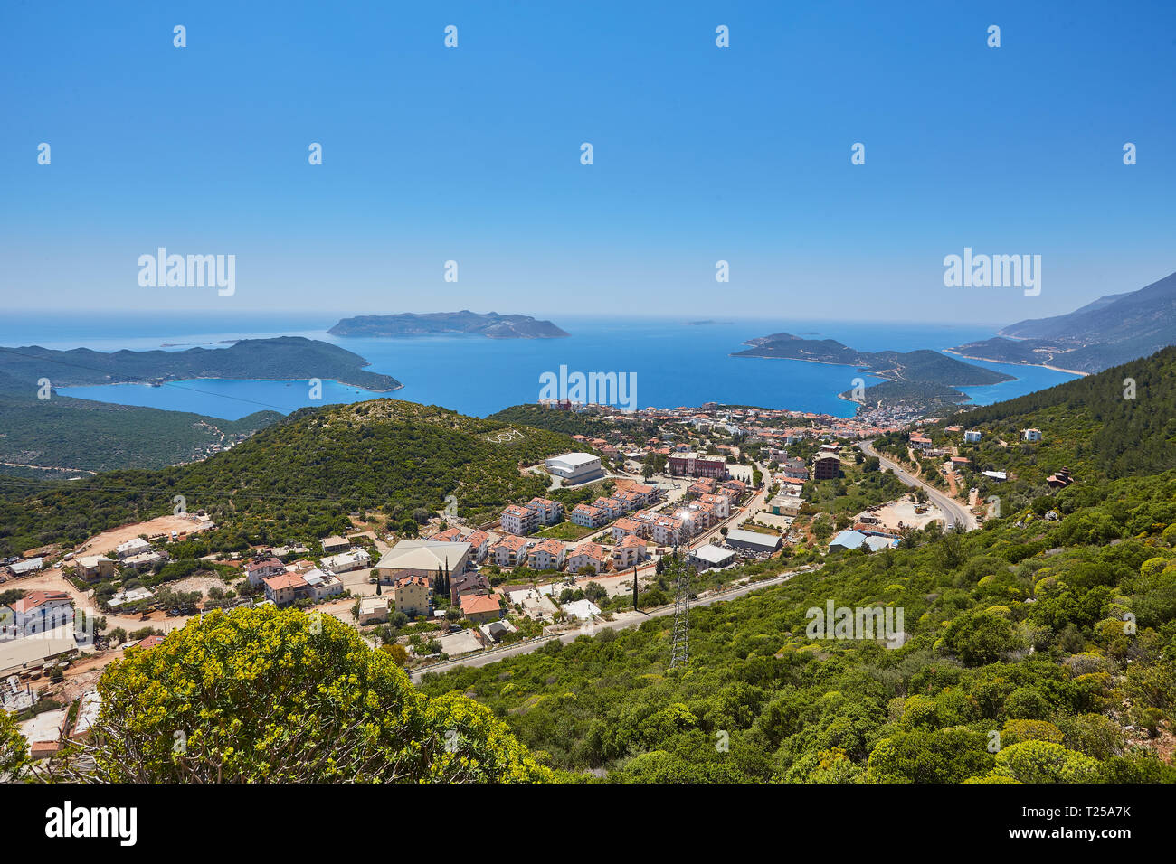 Aerial panoramic view of popular resort city Kas in Turkey Stock Photo ...