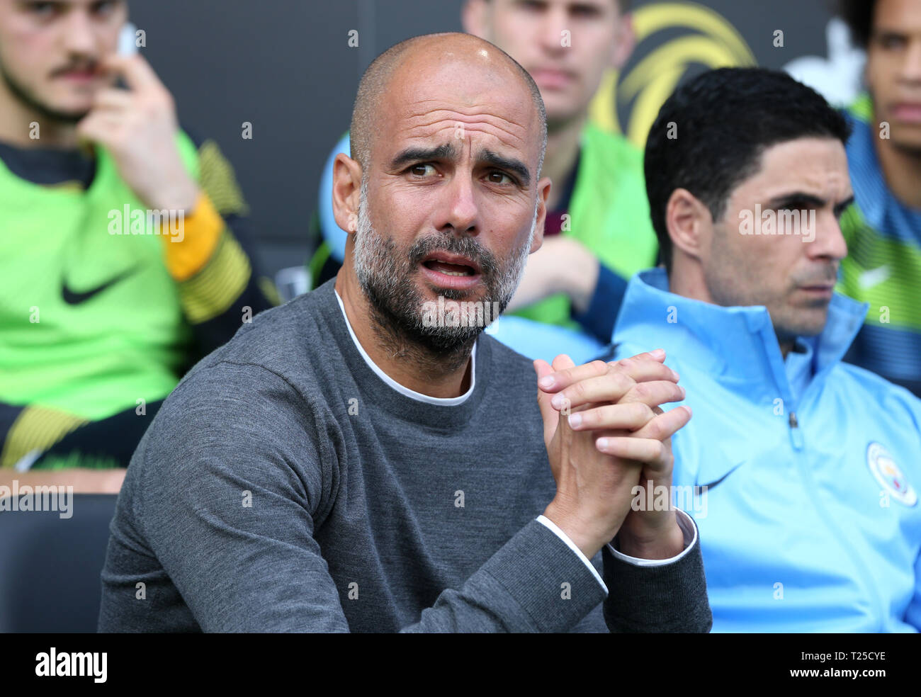 Manchester City manager Pep Guardiola during the Premier League match ...