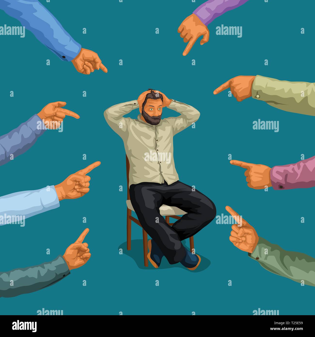 Young man hands on head Stock Vector Images - Alamy
