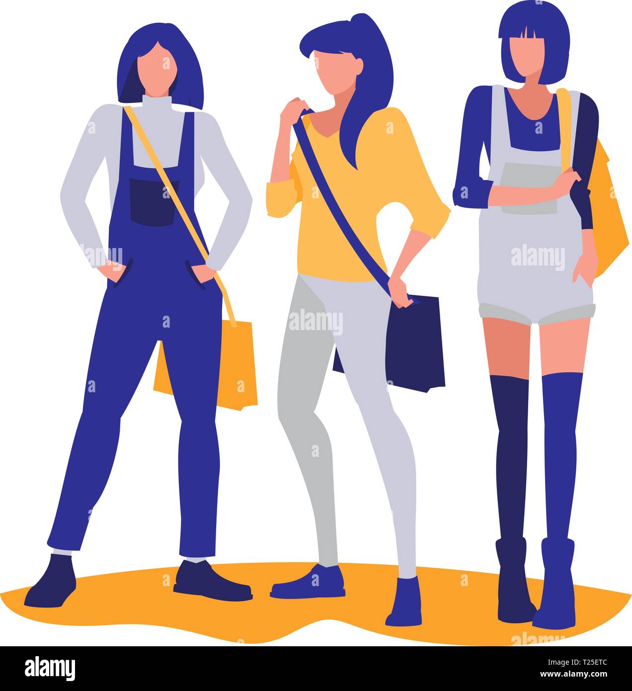 young girls students modeling vector illustration design Stock Vector ...