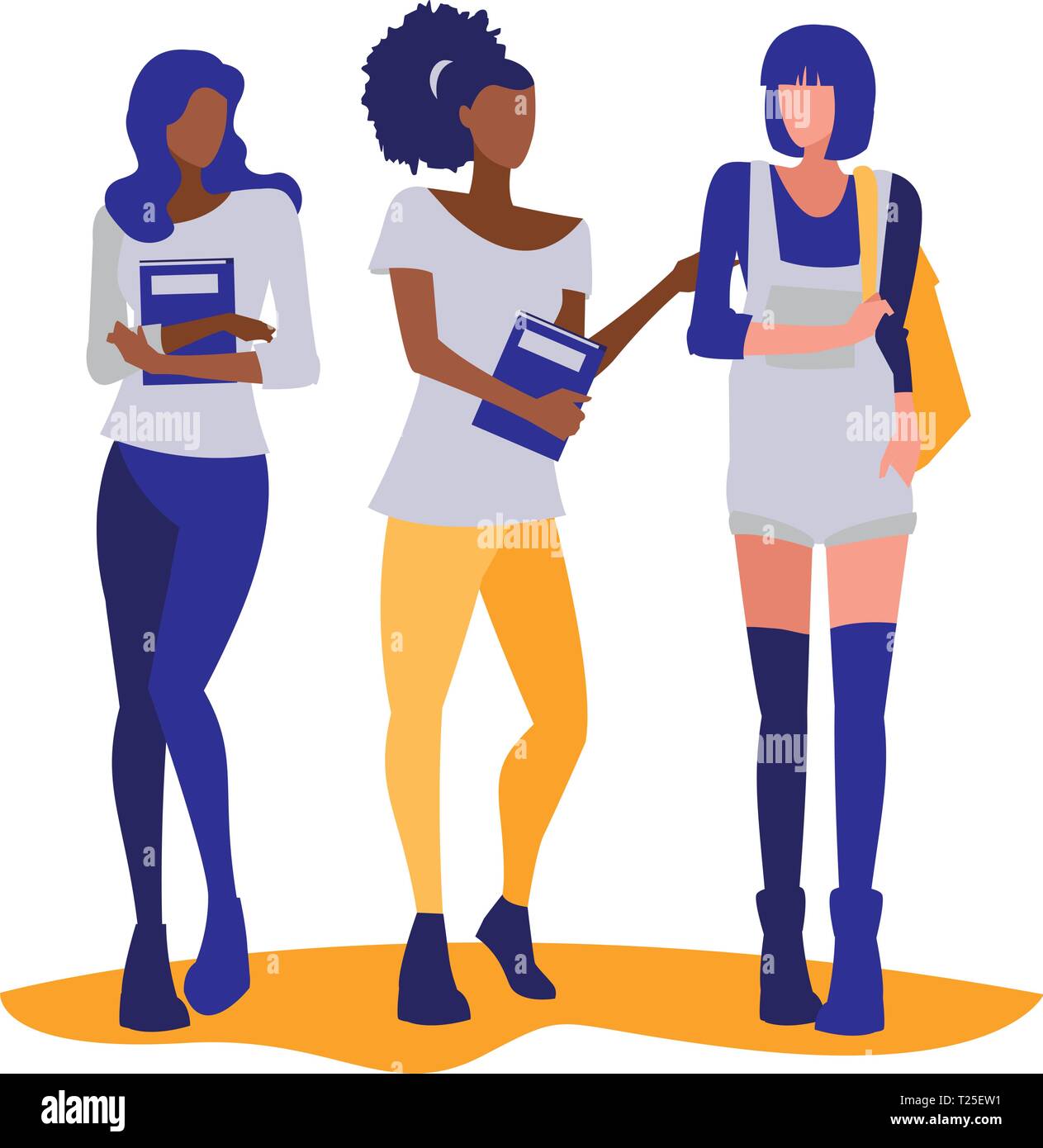 young girls students modeling vector illustration design Stock Vector ...
