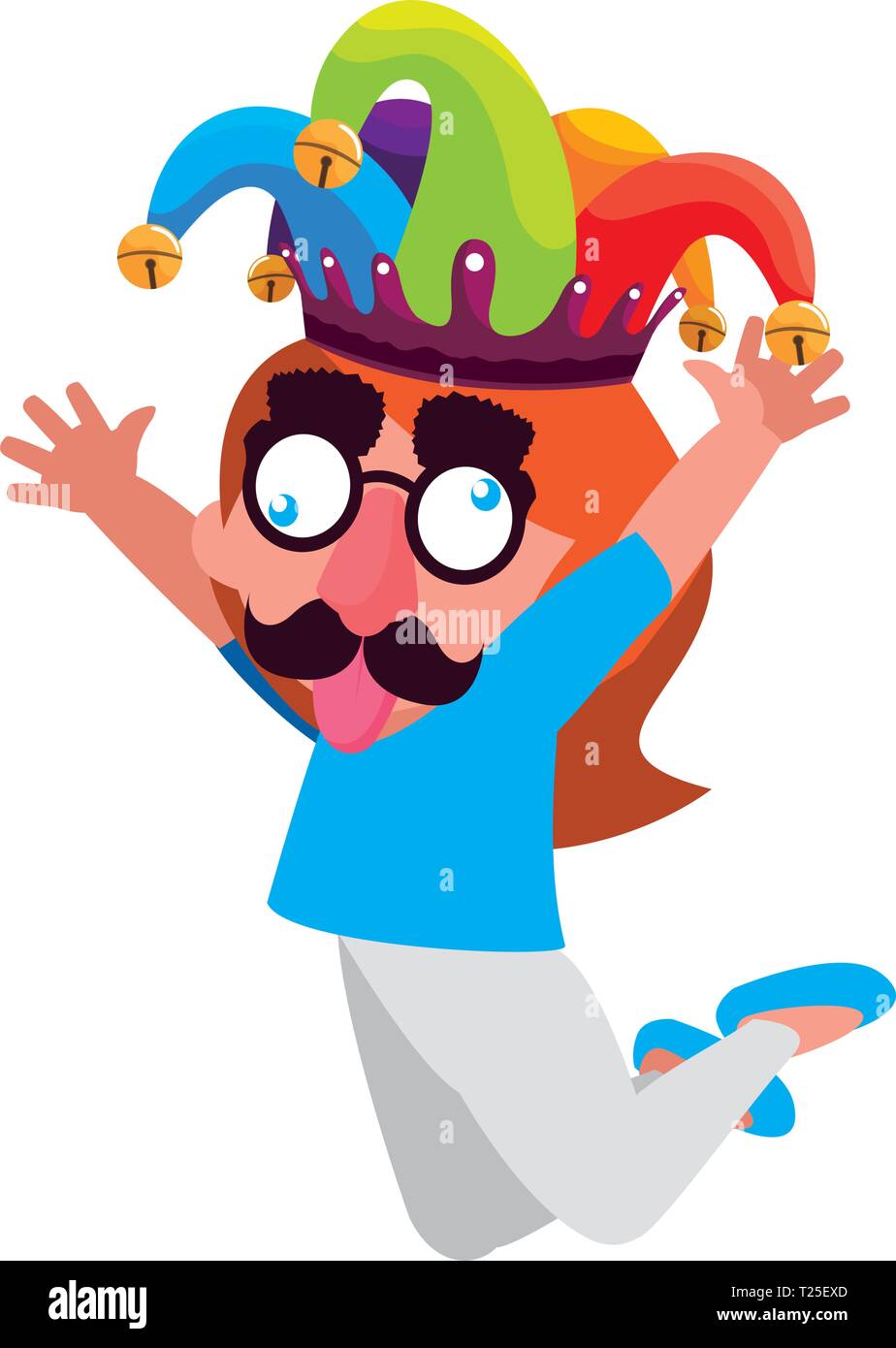 happy little girl with fools day mask vector illustration design Stock ...