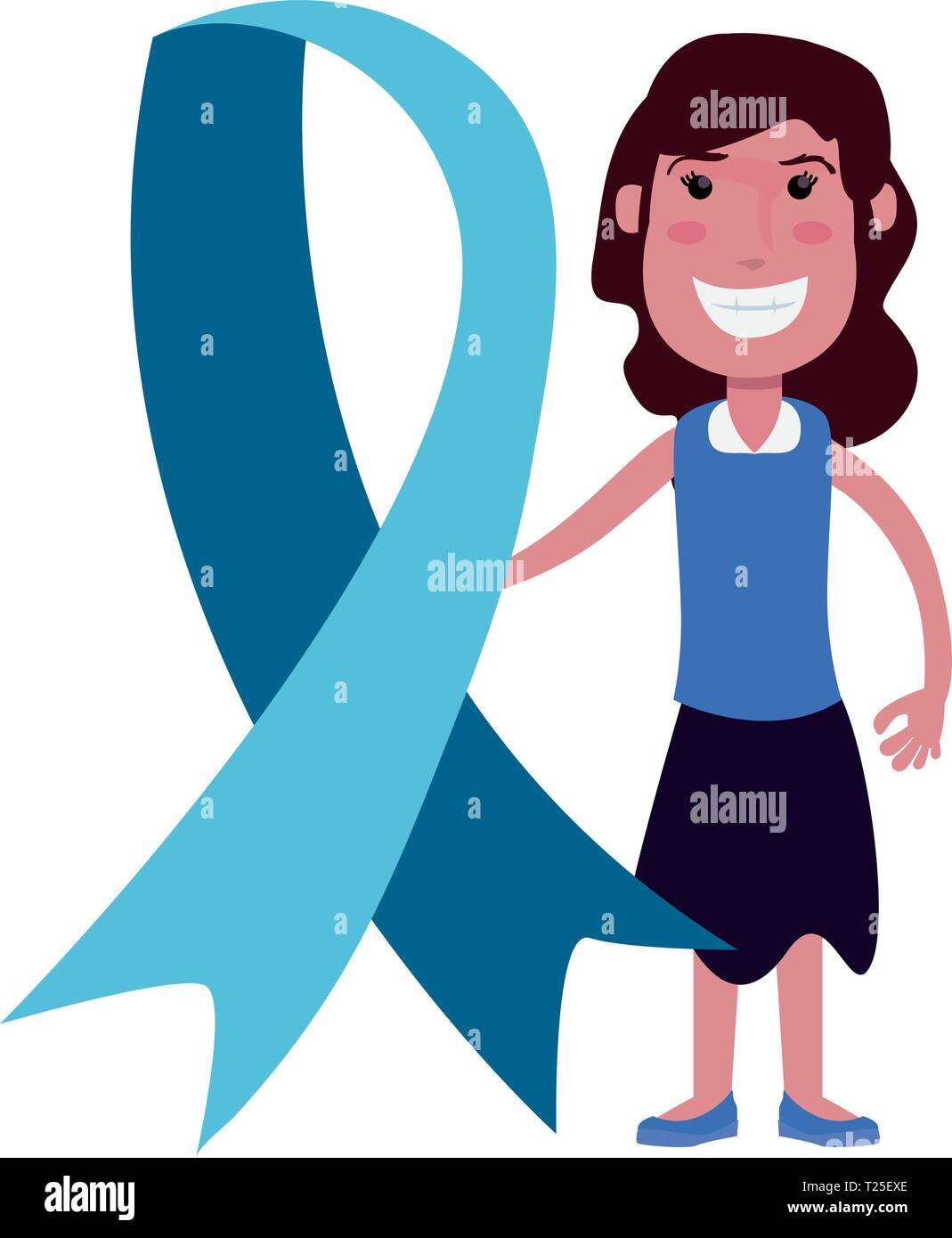 happy girl blue ribbon autism vector illustration Stock Vector Image ...
