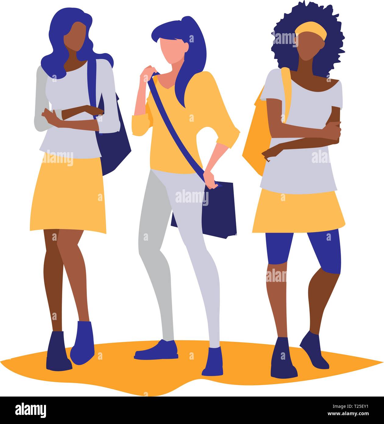 young girls students modeling vector illustration design Stock Vector ...