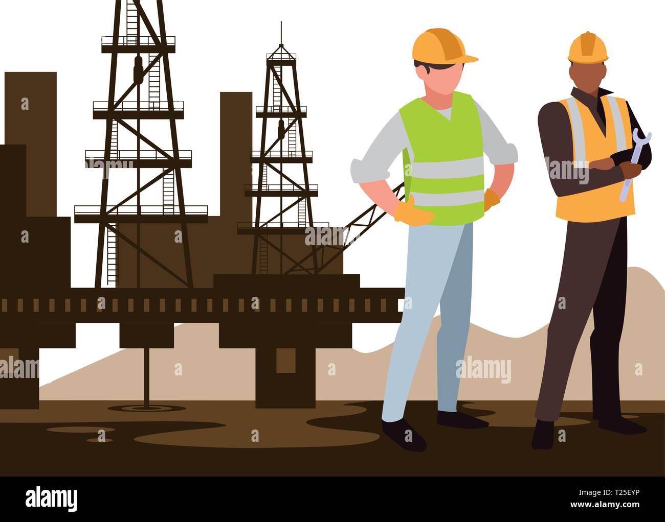 oil industry workers avatars characters vector illustration design ...