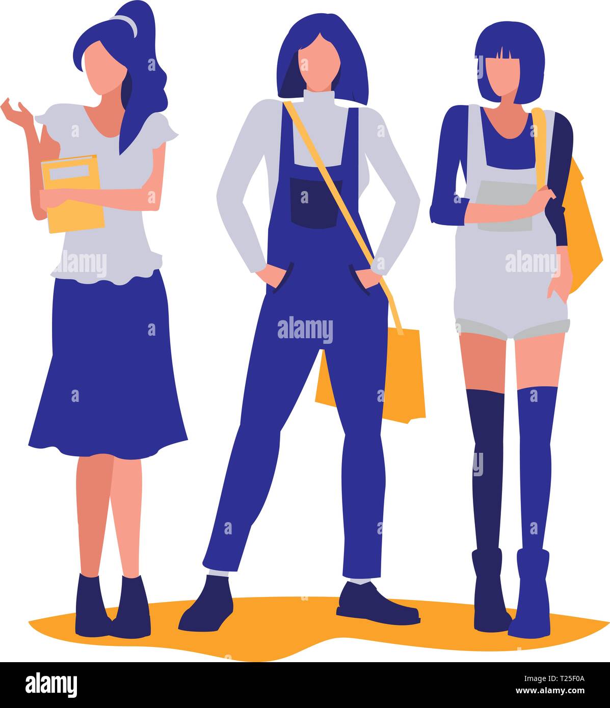 young girls students modeling vector illustration design Stock Vector ...