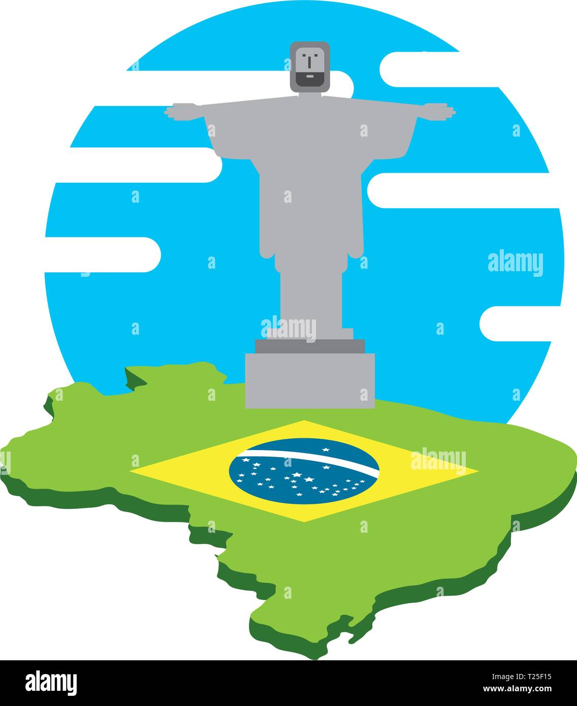 map of brazil with corcovado christ vector illustration design Stock ...