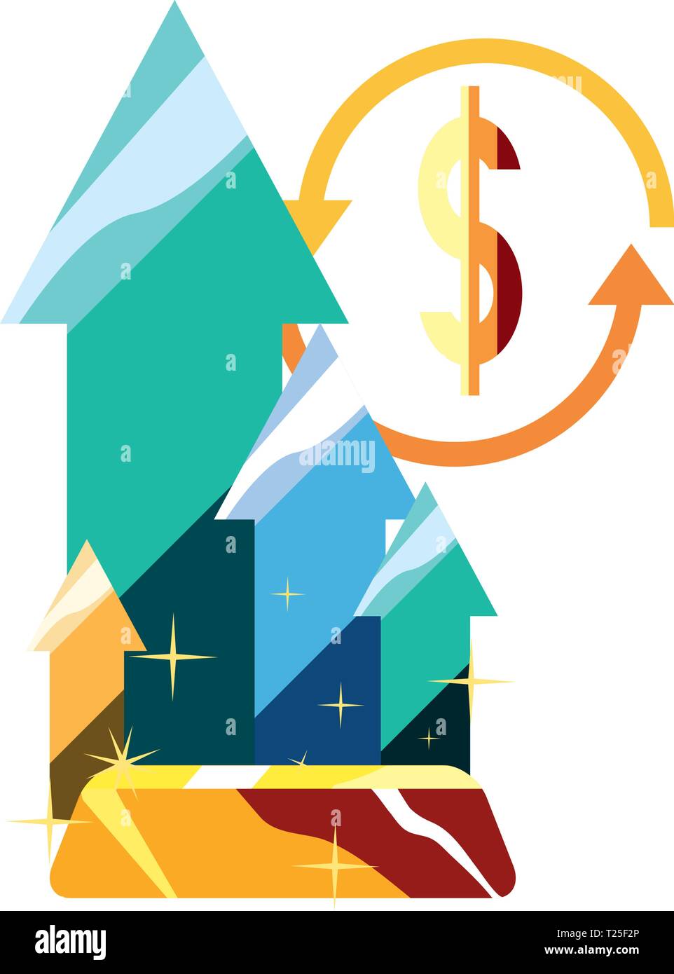gold bar dollar exchange finance up arrows vector illustration Stock ...