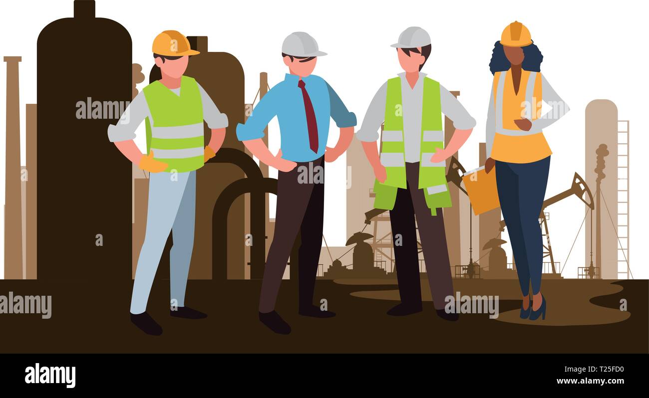 oil industry workers avatars characters vector illustration design ...
