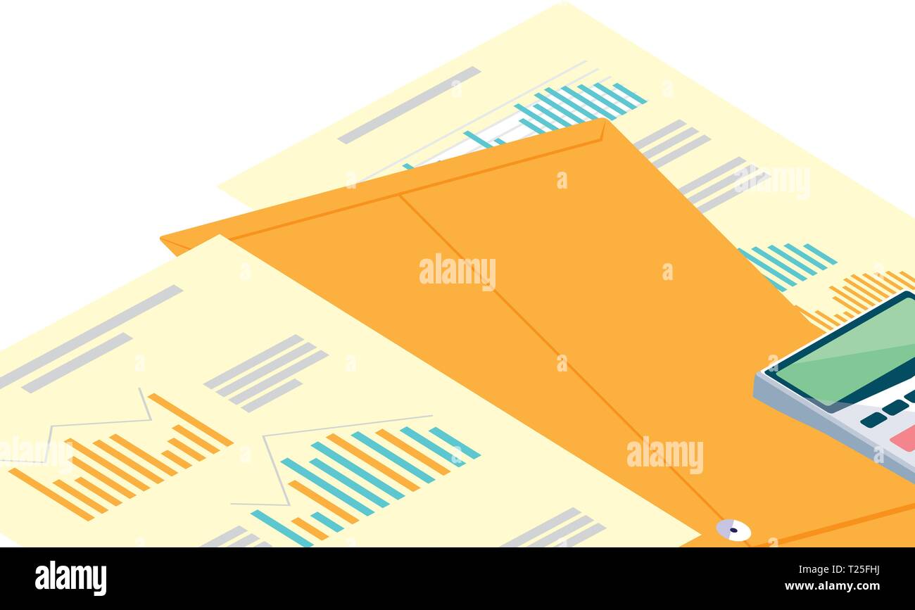 manila envelope with office icons vector illustration design Stock ...
