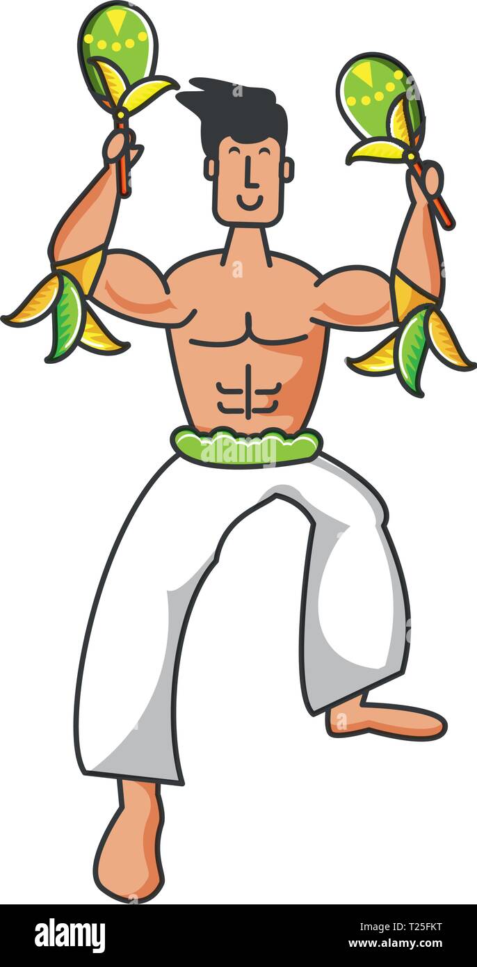 man brazilian dancer with maracas instrument vector illustration design ...