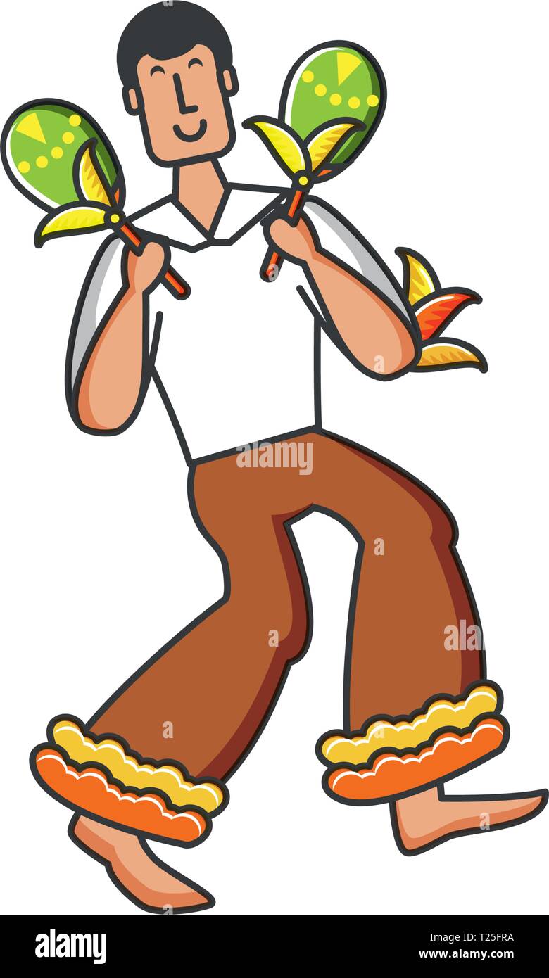 man brazilian dancer with maracas instrument vector illustration design ...