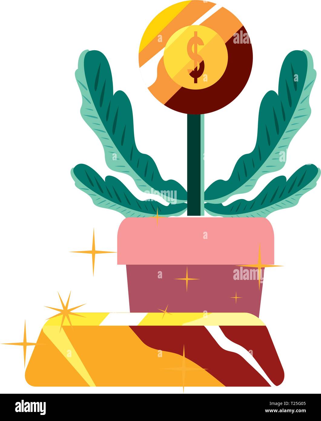 plant coin gold bar growth vector illustration Stock Vector Image & Art ...