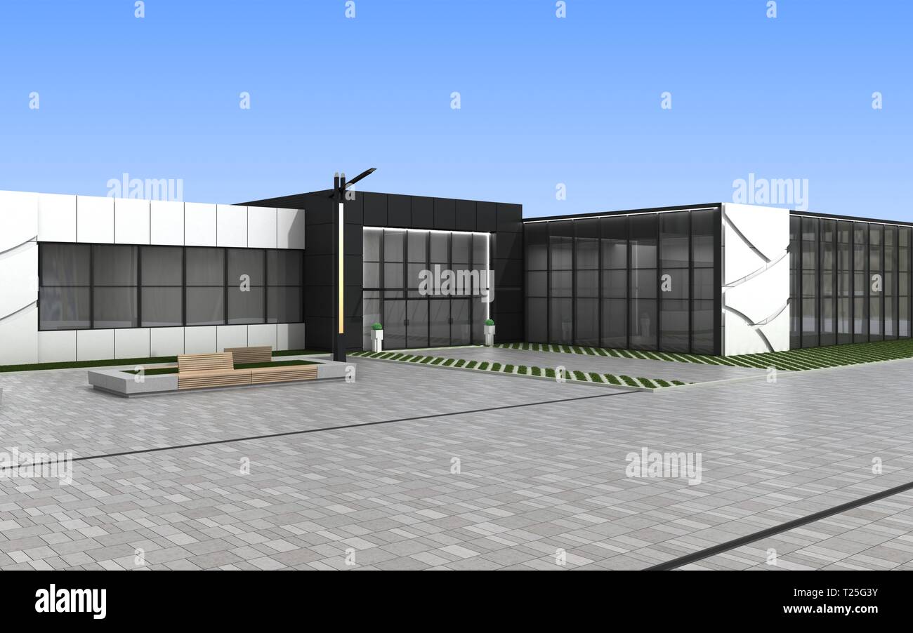 3d render exterior mall, exterior visualization, 3D illustration Stock ...