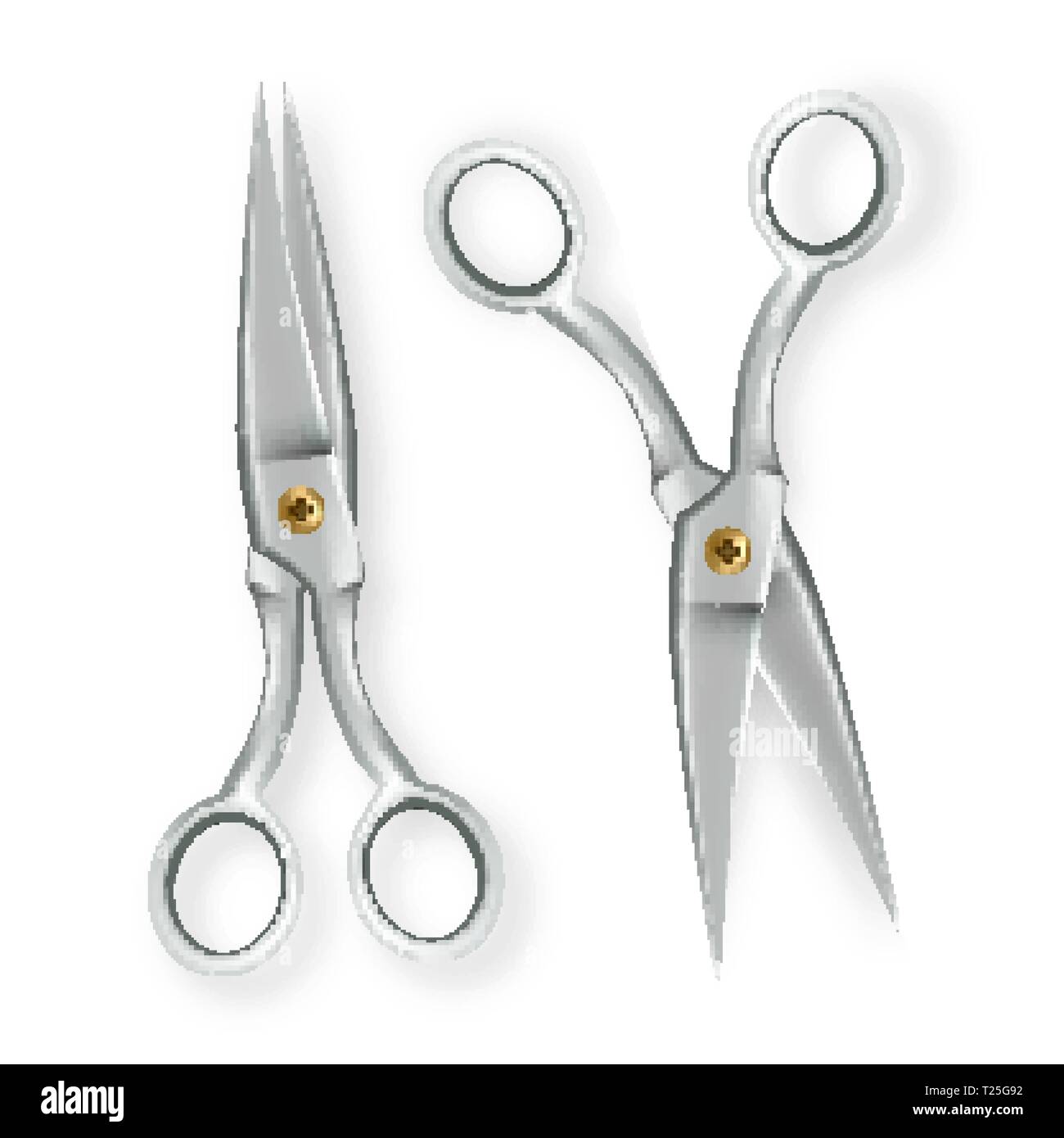 Scissor Vector. Opened And Closed. 3D Realistic Metal Classic Scissor ...