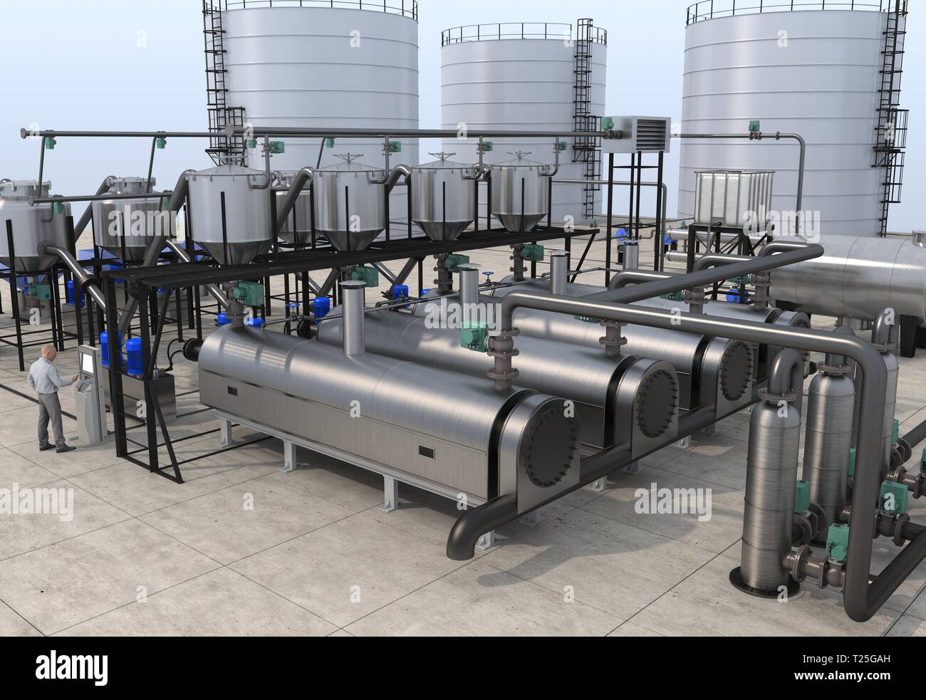 oil refinery, chemical production, waste processing plant, exterior ...