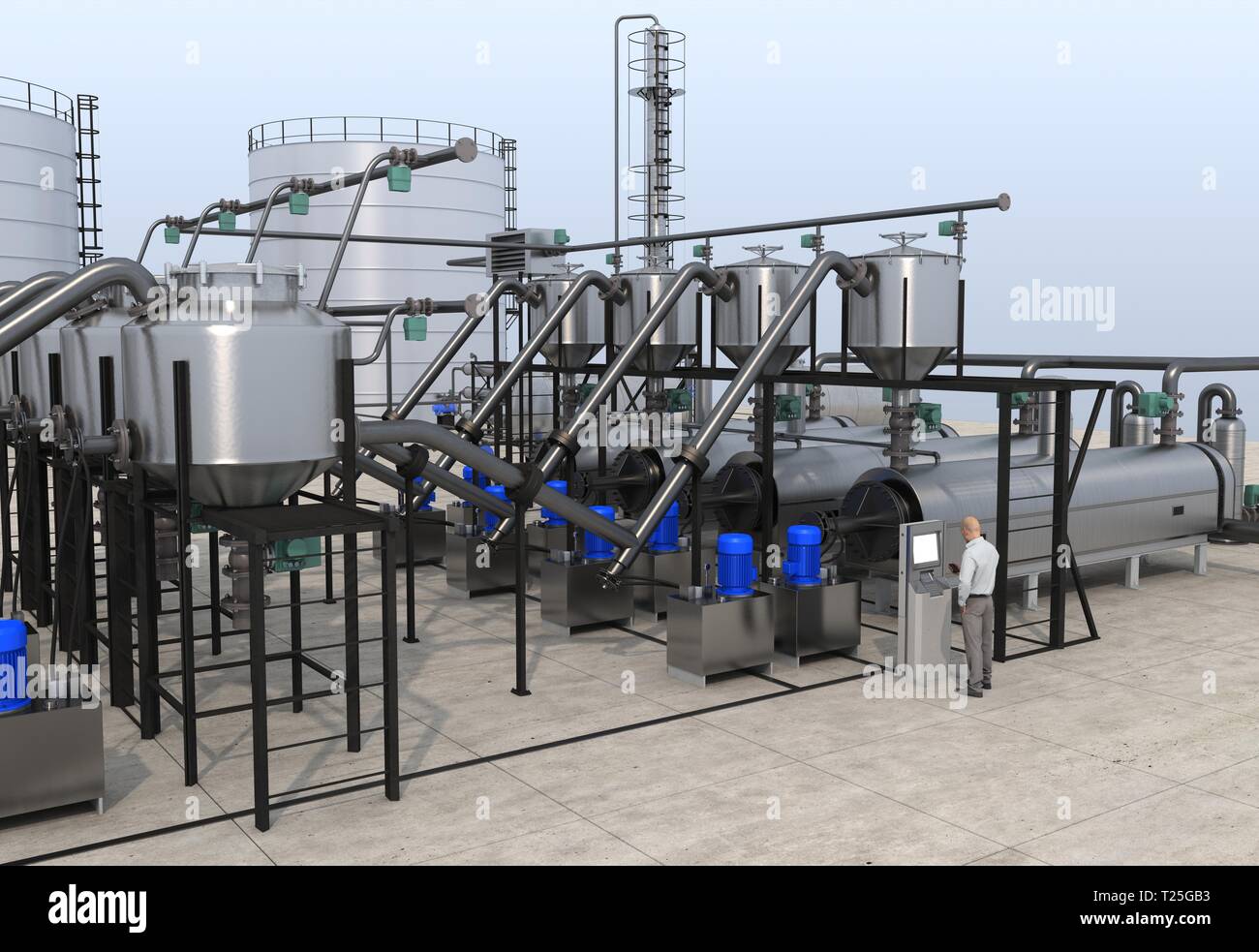 oil refinery, chemical production, waste processing plant, exterior ...