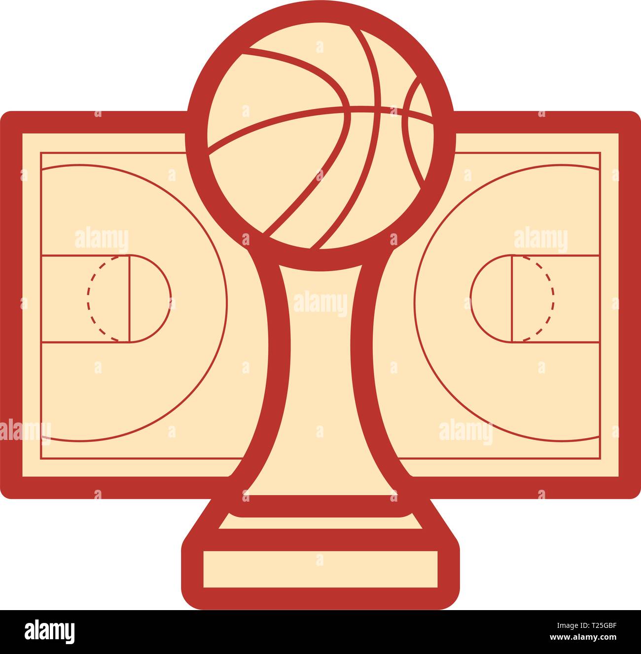 trophy ball basketball sport court floor vector illustration Stock ...