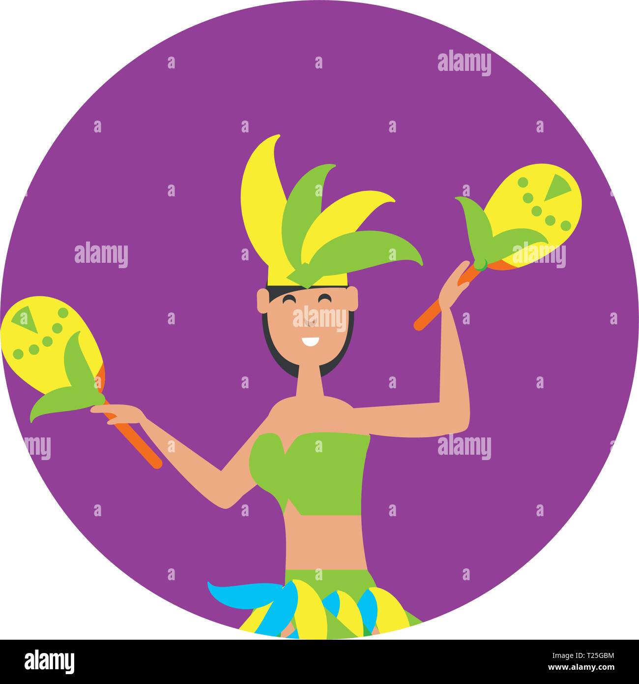 woman brazilian dancer in frame circular vector illustration design ...