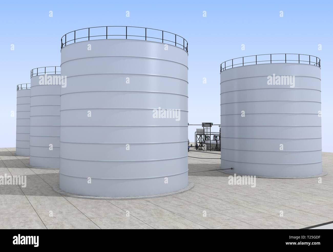 oil refinery, chemical production, waste processing plant, exterior ...