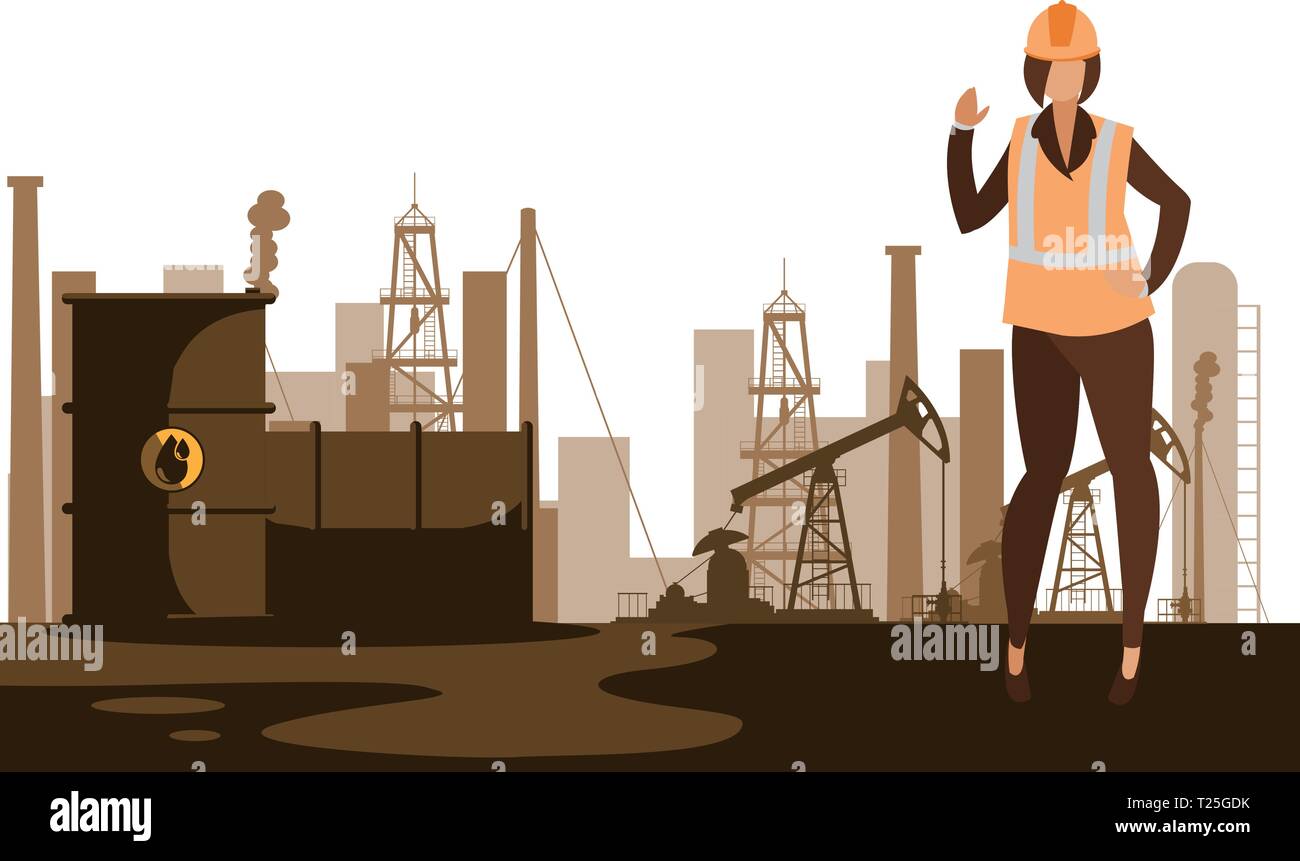 oil industry female worker character vector illustration design Stock ...