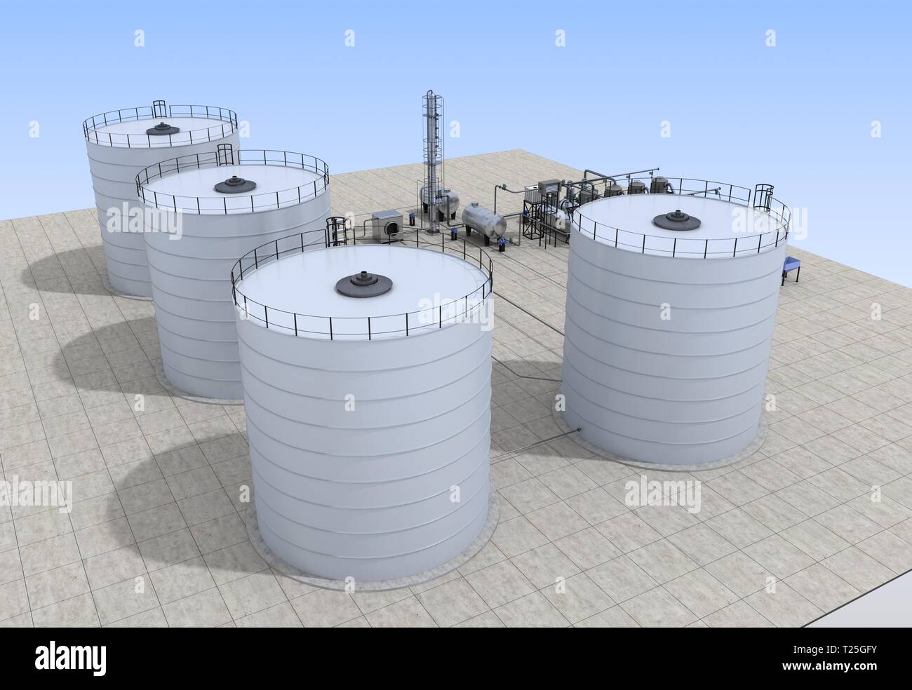 oil refinery, chemical production, waste processing plant, exterior ...