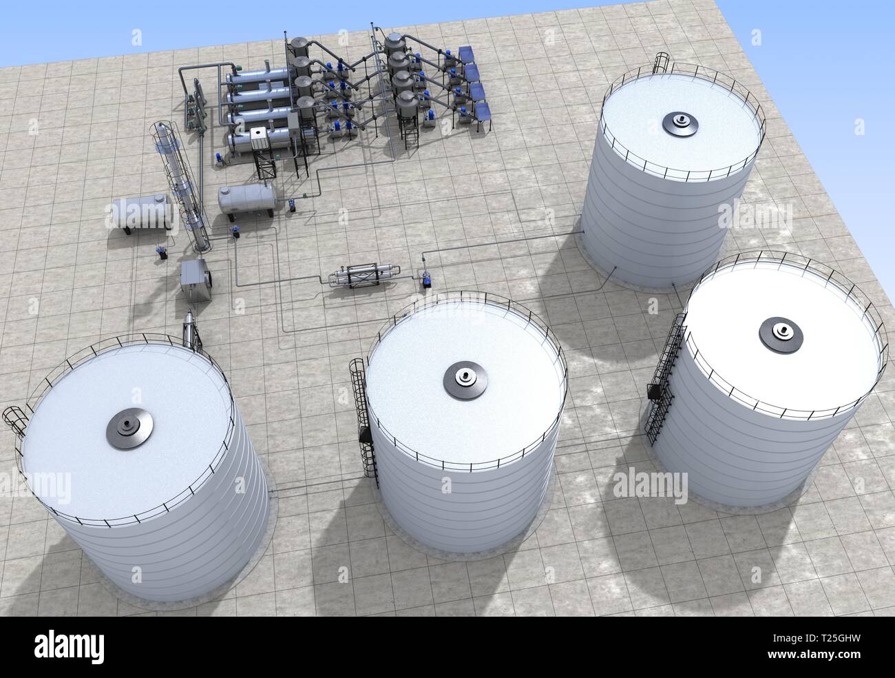 oil refinery, chemical production, waste processing plant, exterior ...