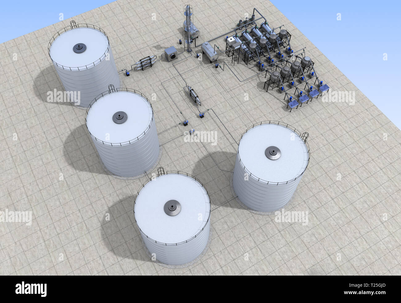 oil refinery, chemical production, waste processing plant, exterior ...