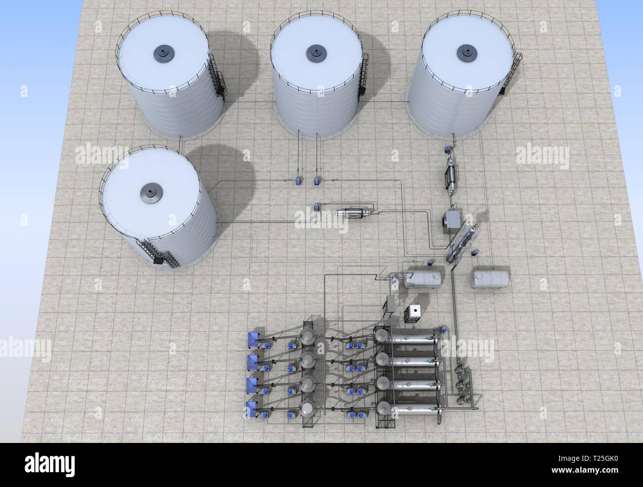 oil refinery, chemical production, waste processing plant, exterior ...