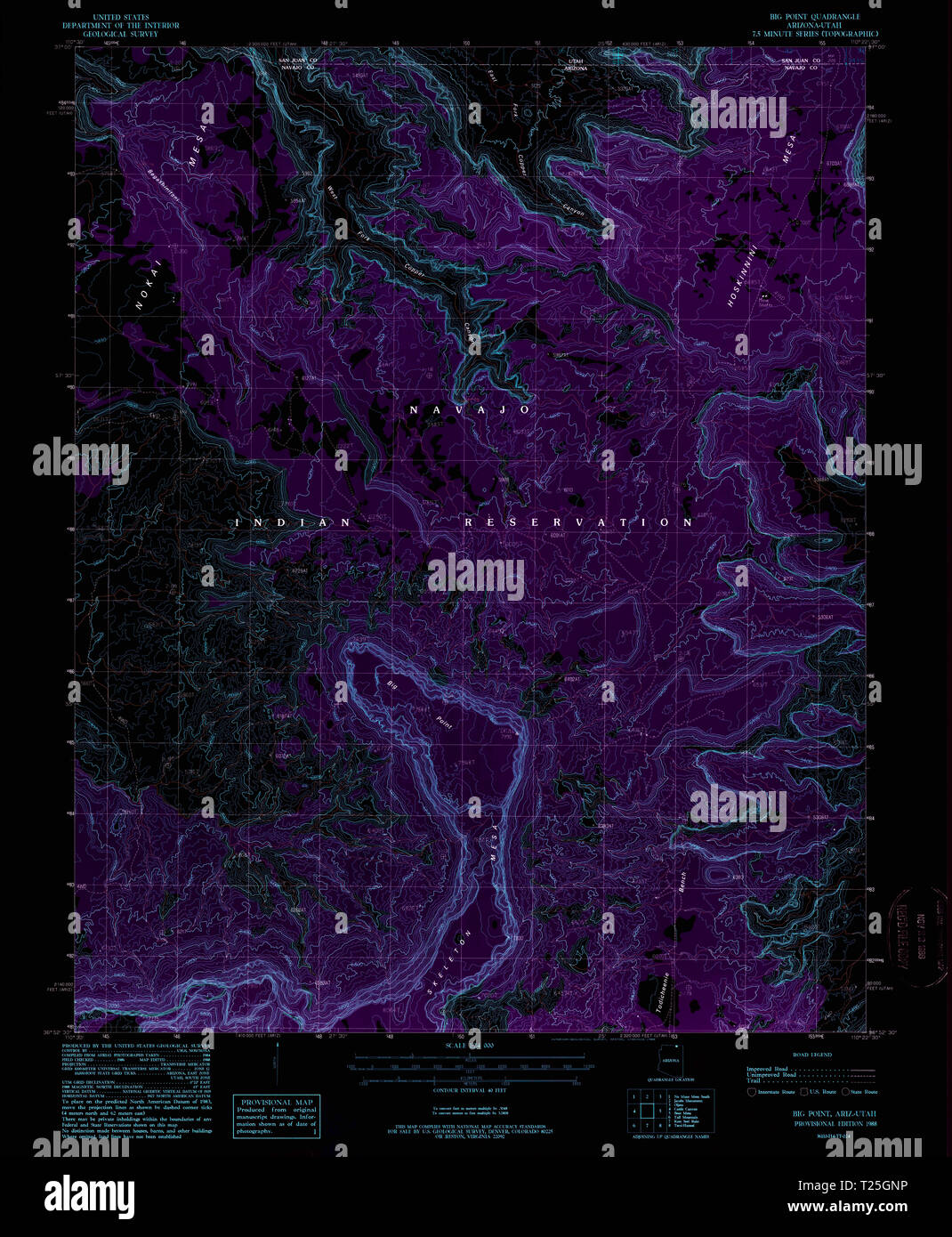 USGS TOPO Map Arizona AZ Big Point 310458 1988 24000 Inverted ...