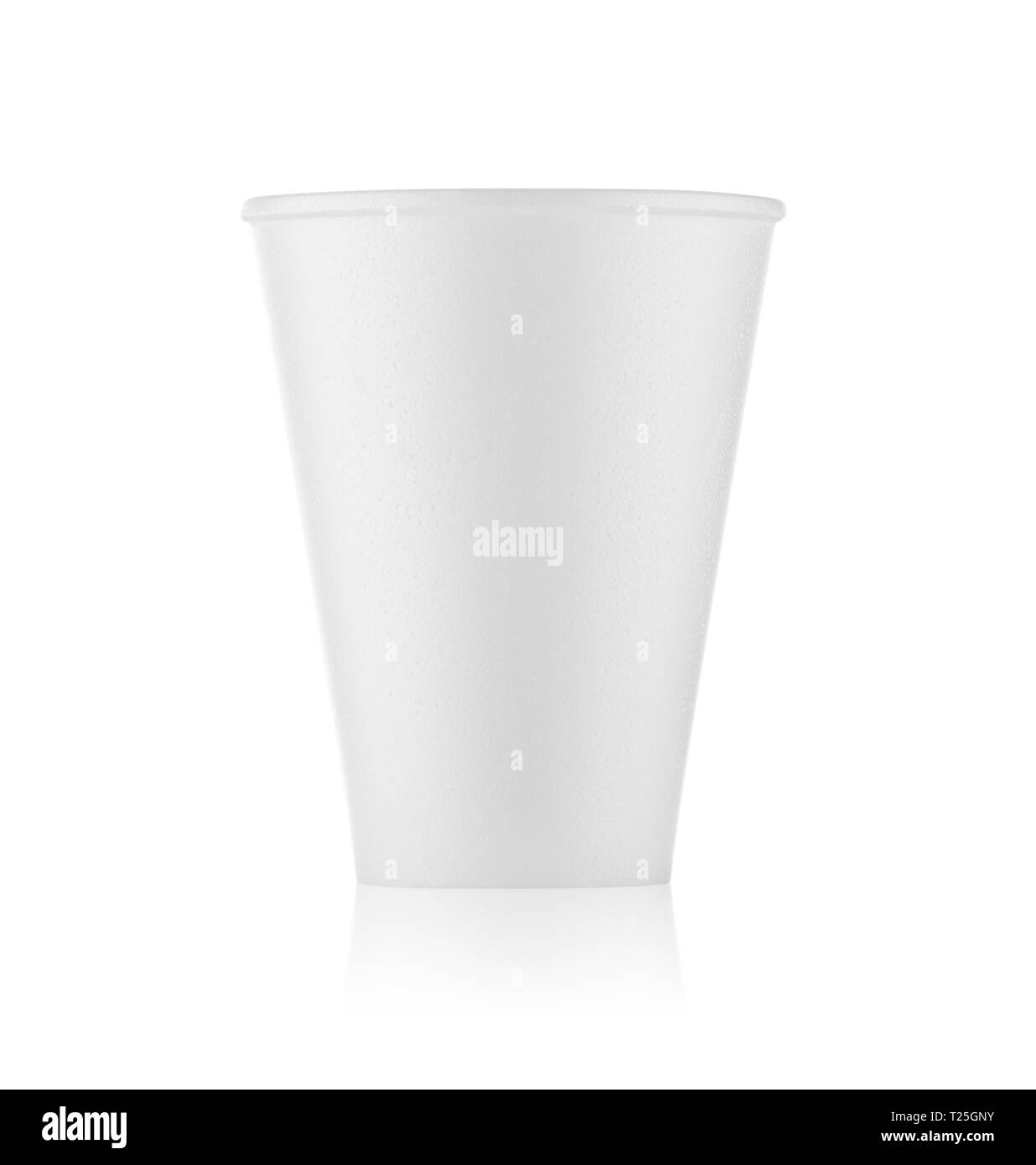 White plastic cup isolated on white background Stock Photo - Alamy