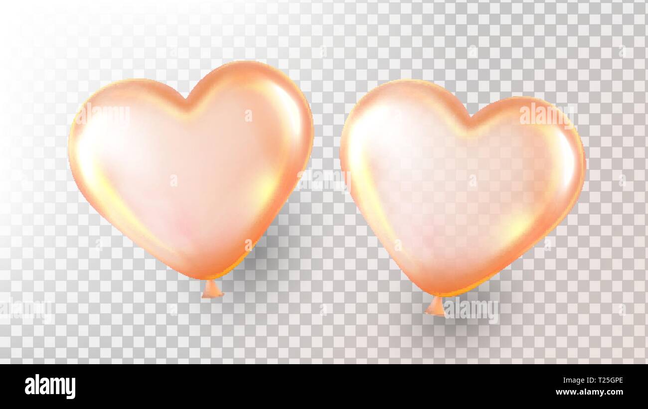 Heart Balloon Vector. Transparent 3D Realistic Balloon In Form Of Heart ...