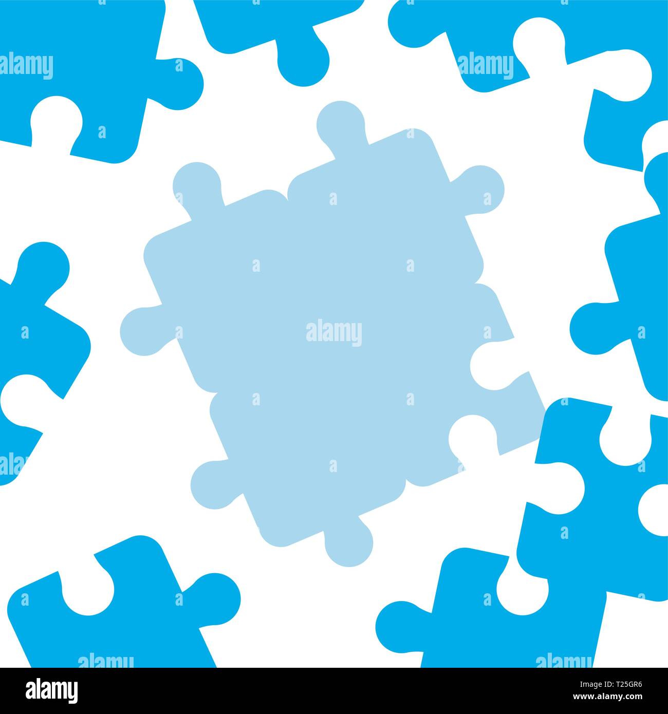 blue puzzles pieces strategy white background vector illustration Stock ...