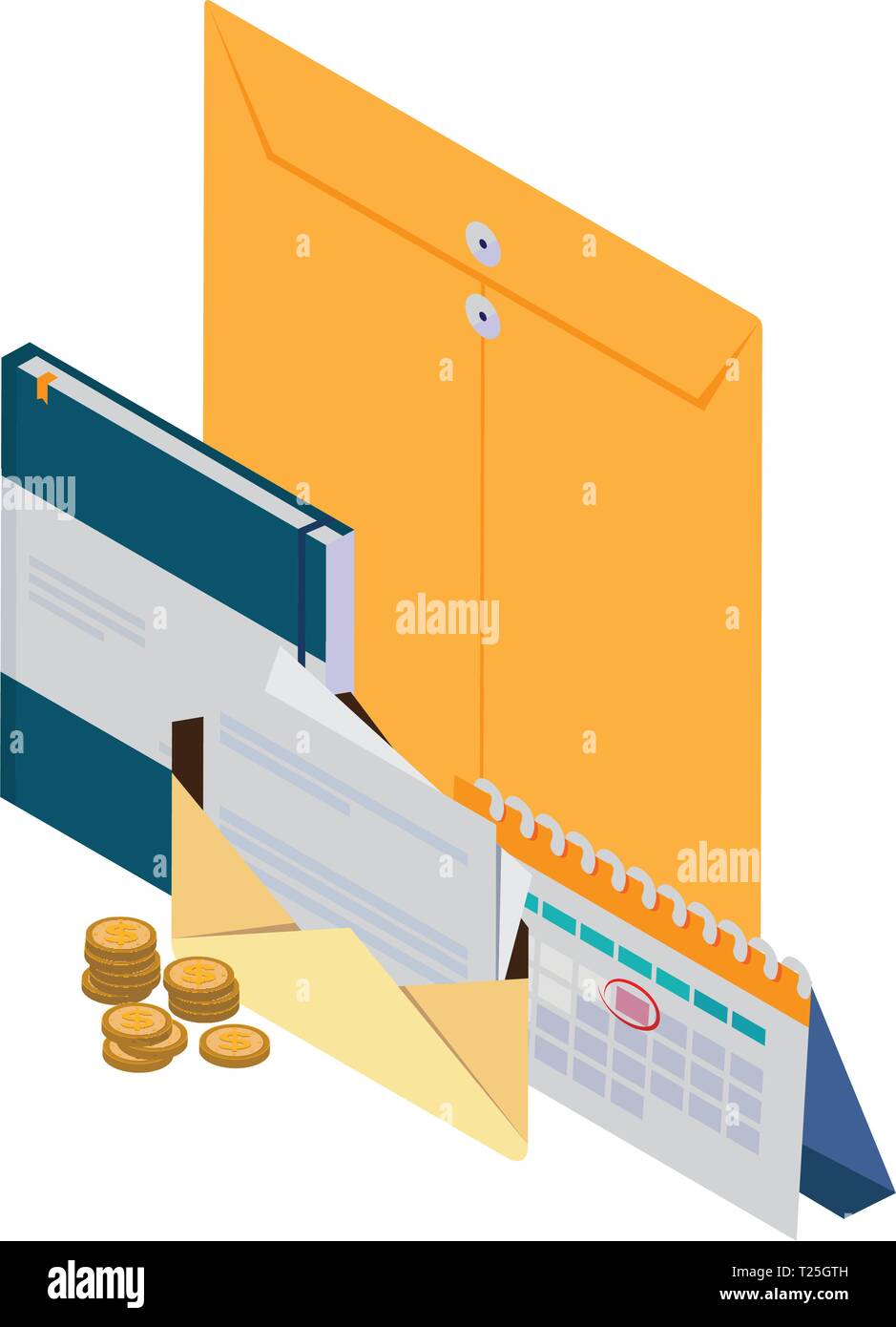 manila envelope with office icons vector illustration design Stock ...