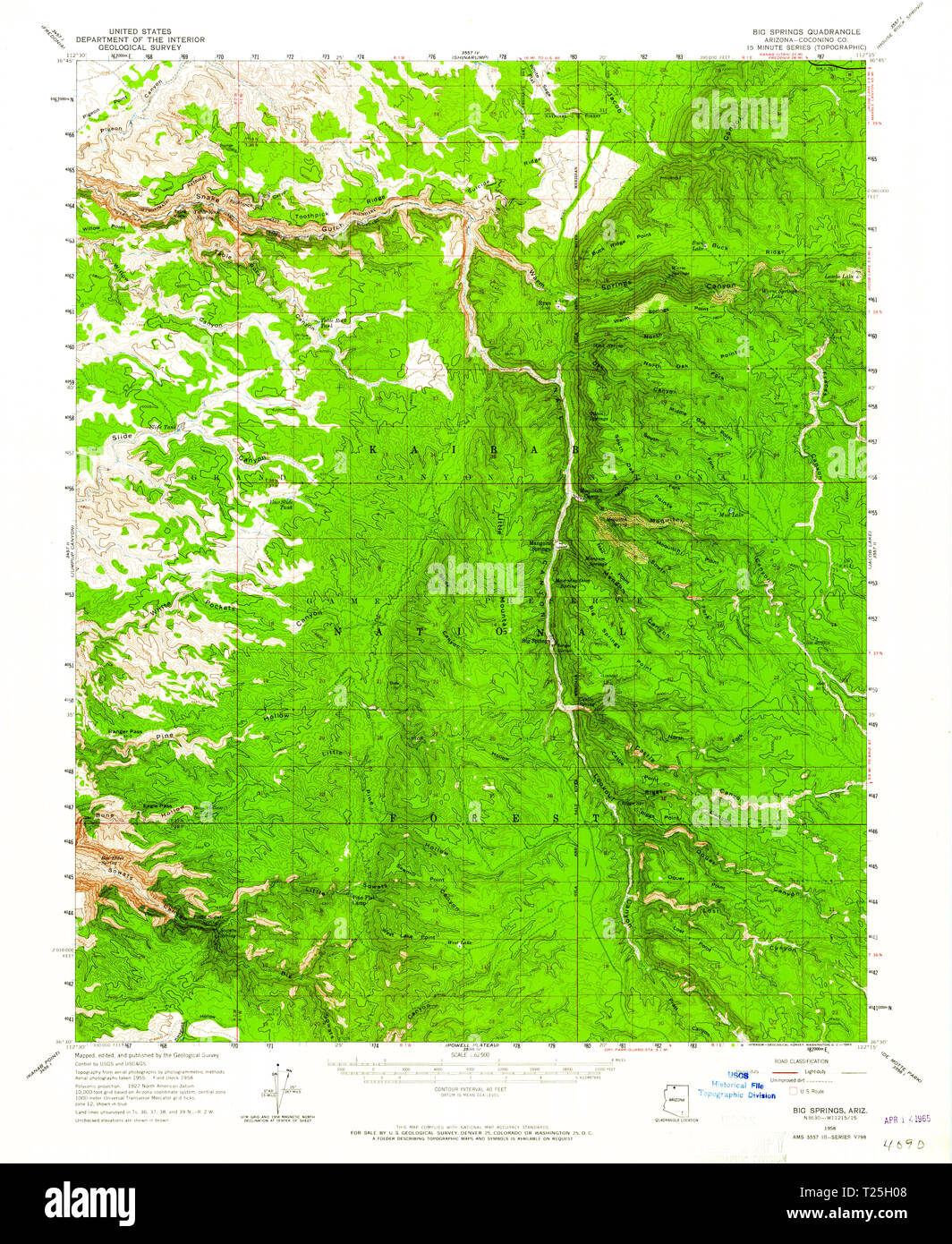 USGS TOPO Map Arizona AZ Big Springs 314372 1958 62500 Restoration ...