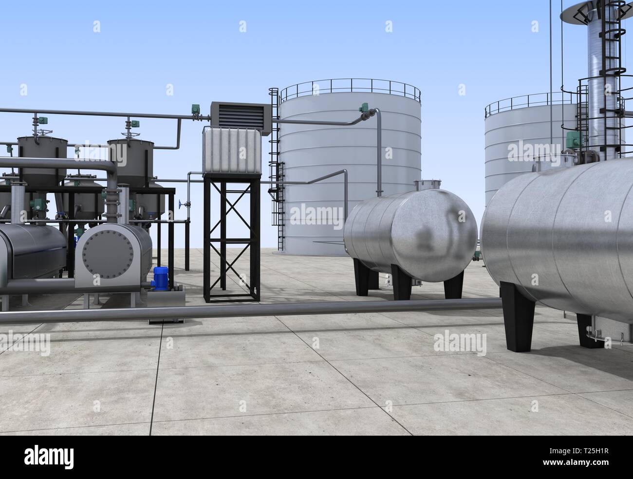 oil refinery, chemical production, waste processing plant, exterior ...