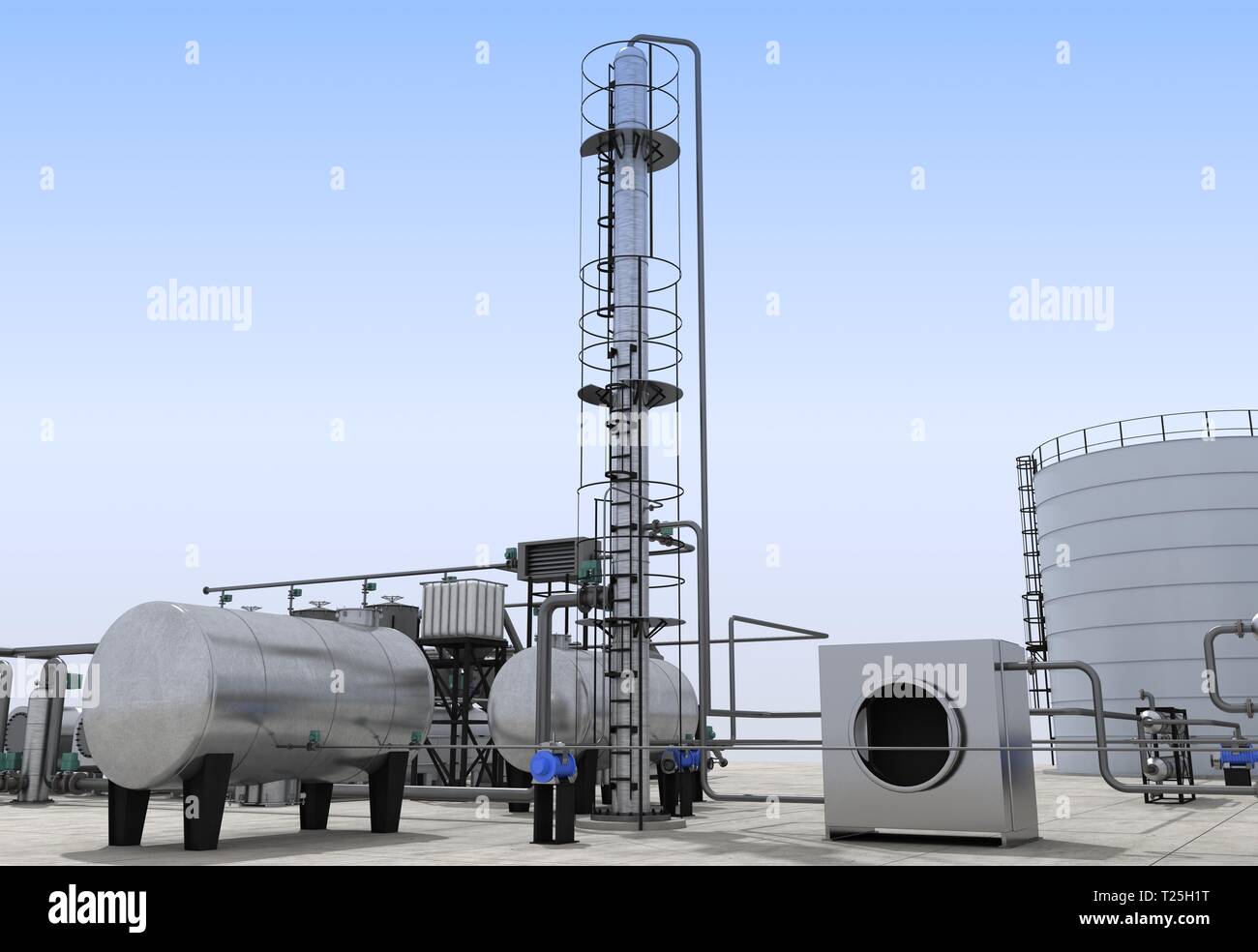 oil refinery, chemical production, waste processing plant, exterior ...