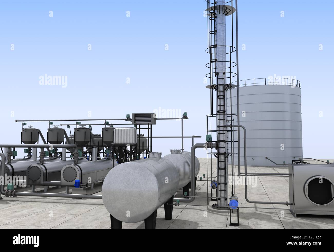 oil refinery, chemical production, waste processing plant, exterior ...