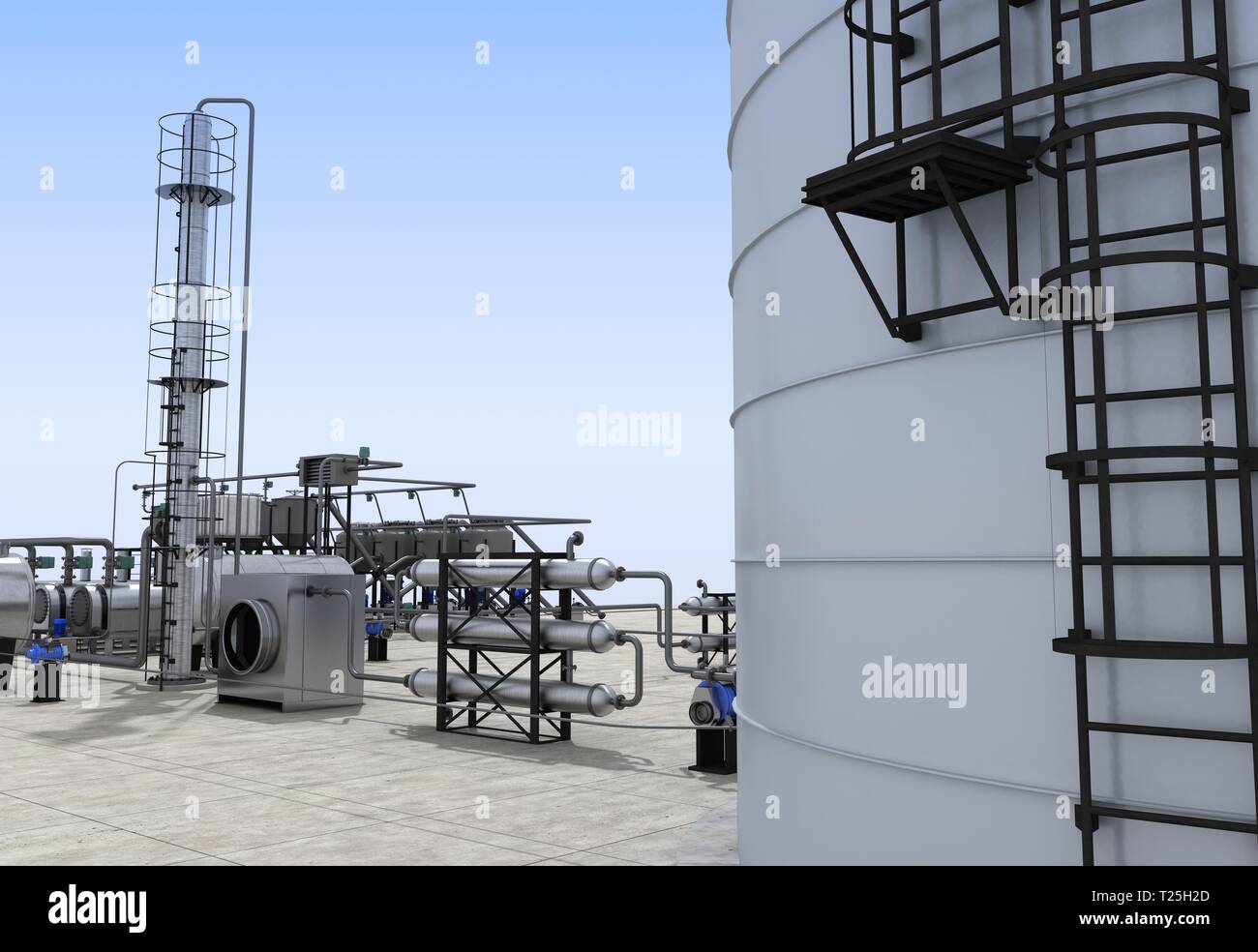 oil refinery, chemical production, waste processing plant, exterior ...