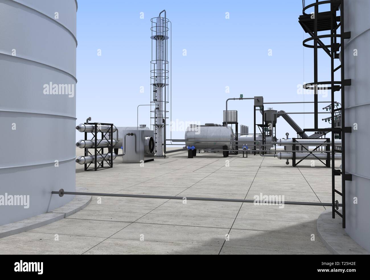 oil refinery, chemical production, waste processing plant, exterior ...