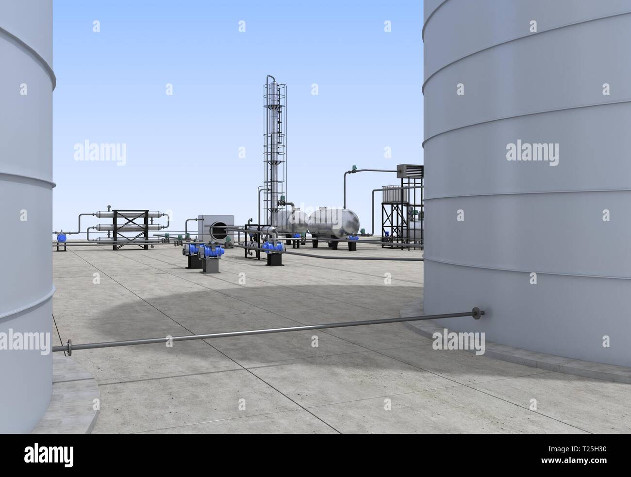 oil refinery, chemical production, waste processing plant, exterior ...