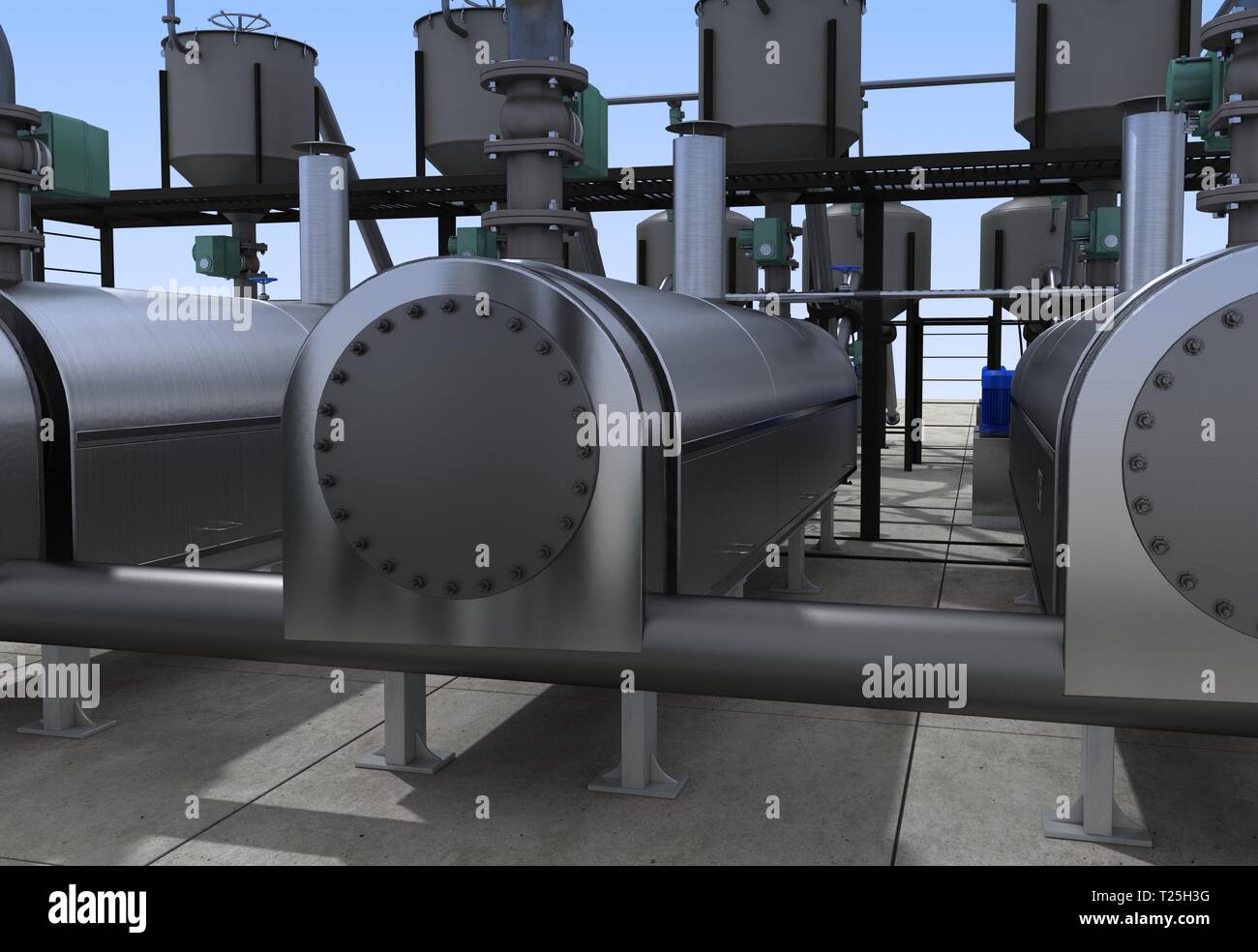 oil refinery, chemical production, waste processing plant, exterior ...