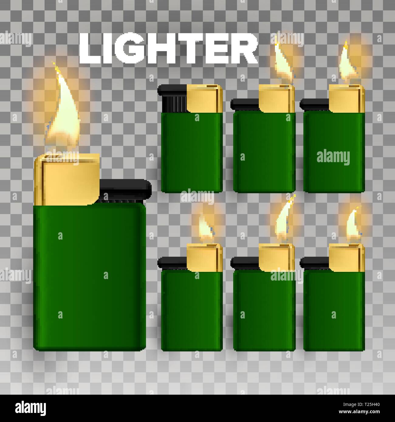 Lighter Vector. Fire Object Blank. 3D Realistic Lighter Icon. Hot ...