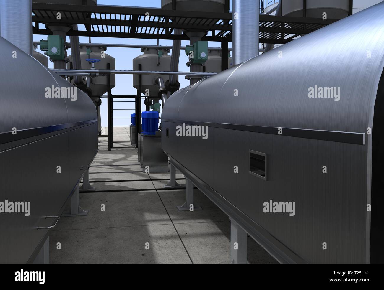 oil refinery, chemical production, waste processing plant, exterior ...