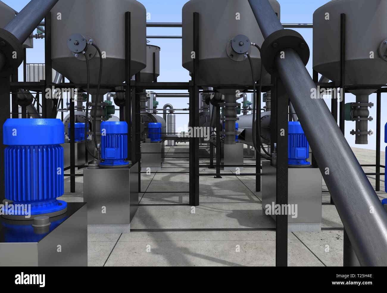 oil refinery, chemical production, waste processing plant, exterior ...