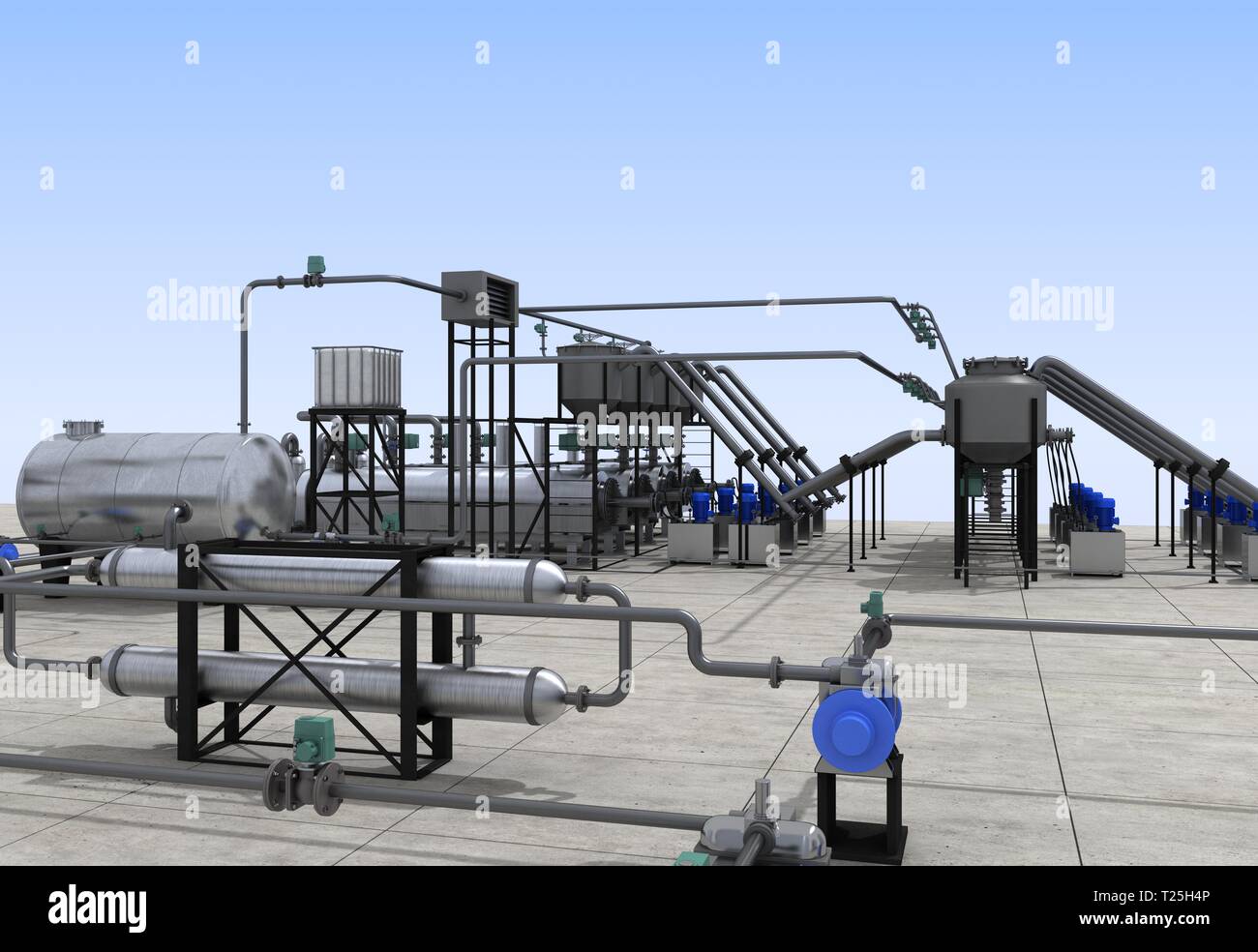 oil refinery, chemical production, waste processing plant, exterior ...