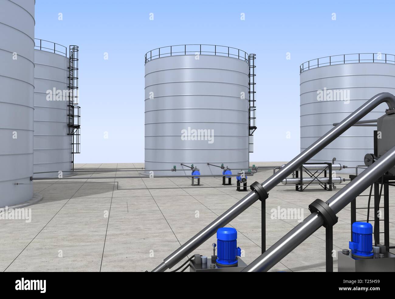 oil refinery, chemical production, waste processing plant, exterior ...