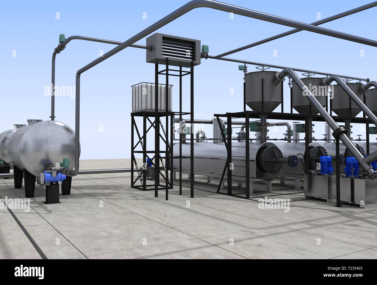 oil refinery, chemical production, waste processing plant, exterior ...